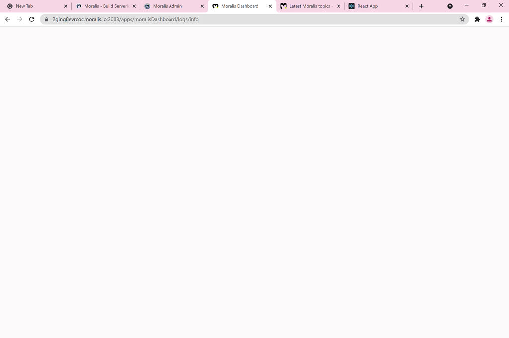 Blank Screen While Trying To See Log Screen Technical Issue Reporting Moralis Web3 Forum
