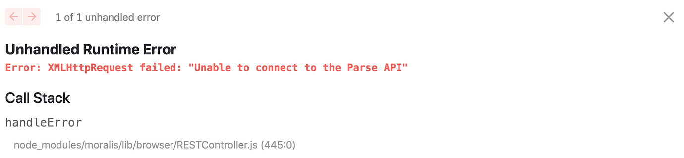 Solved Unable To Connect To The Parse Api On Nodejs Technical Issue Reporting Moralis
